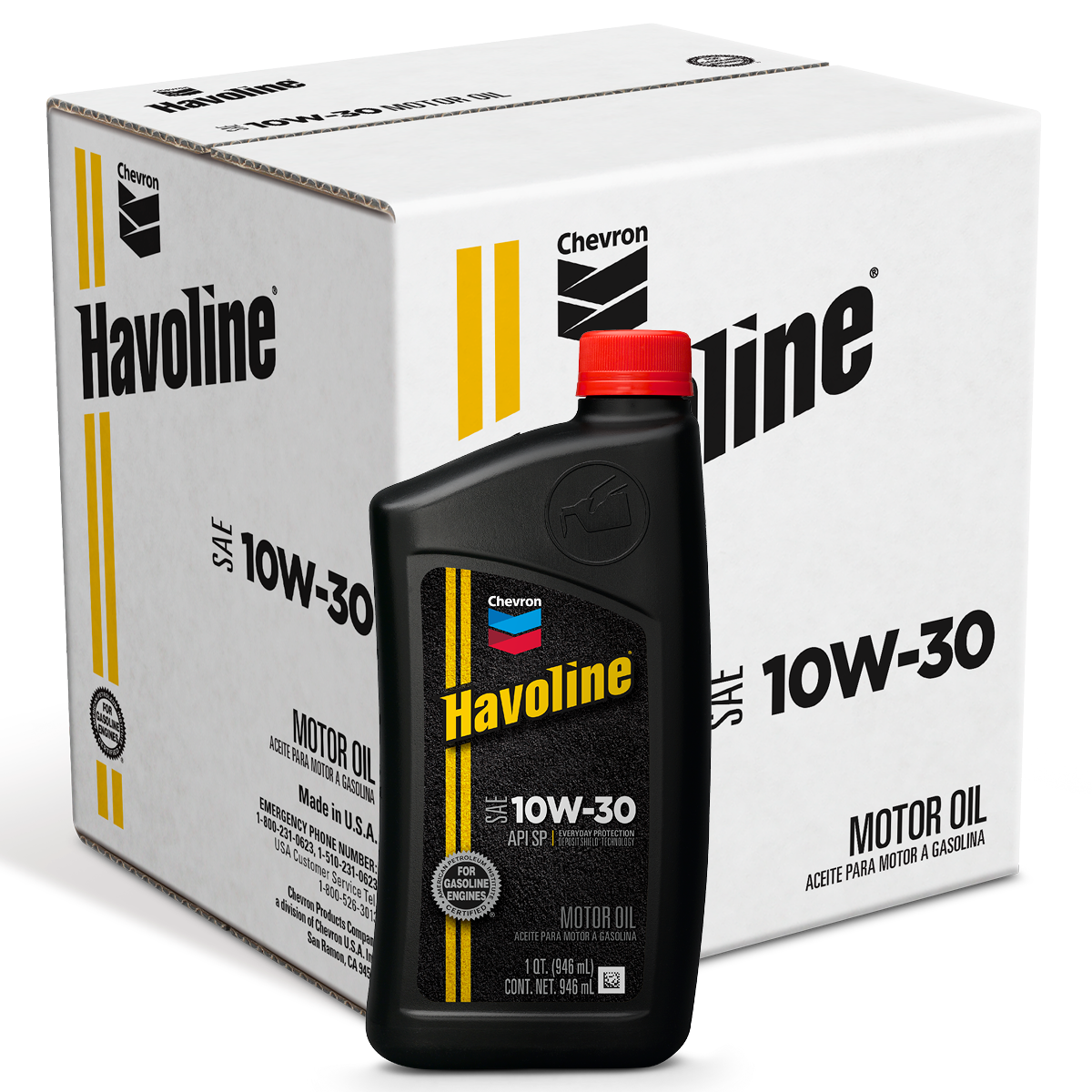 Chevron Havoline Motor Oil 10W-30 Quart Case 1 Quart - Shelby, NC ...